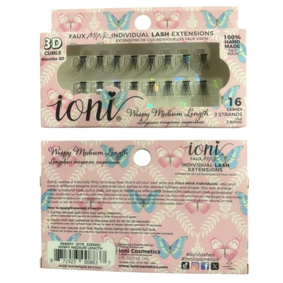 IONI | Makeup | Ioni 3d Curls Faux Mink Wispy Medium Length Individual Lash Extensions Vegan ...